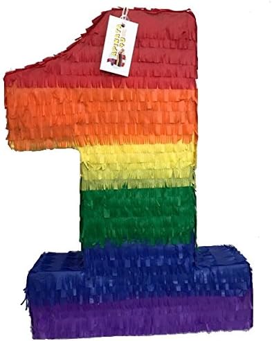 20" Tall Number One Pinata Rainbow Colored 20" Tall Rainbow Baby Themed ...