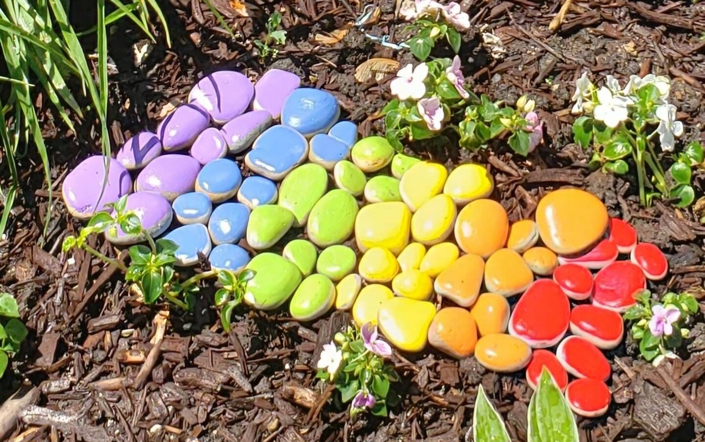 Rainbow Painted Garden Rocks | MakerPlace by Michaels