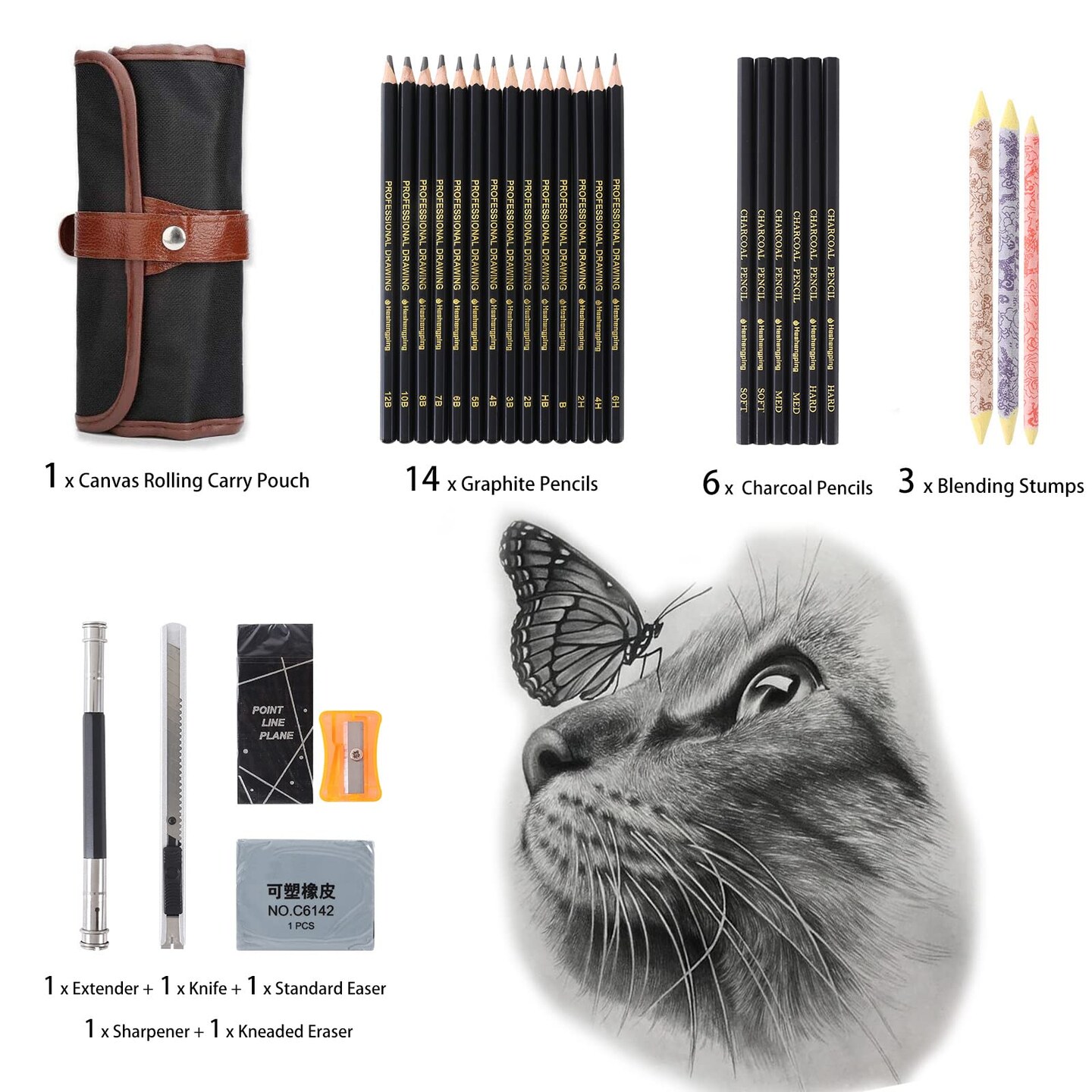 29 Pieces Drawing Pencils Sketch Pencil Art Supplies Set for Kids ...