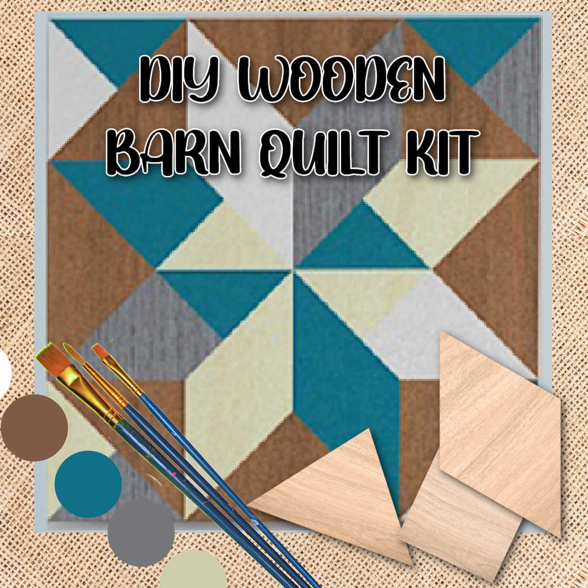 -DIY Wooden Barn Quilt Kit: Blueberry Cream (DIY Craft Kit, Wooden ...
