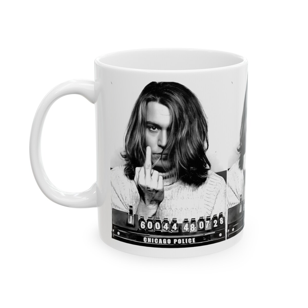 Johnny Depp Mugshot Coffee Mug 11oz | Magnificent 2001 Mug Shot ...