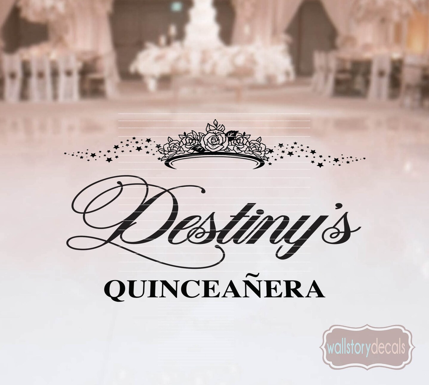 Sweet 16 15 Quinceanera Birthday Princess Tiara Dance Floor Backdrop ...