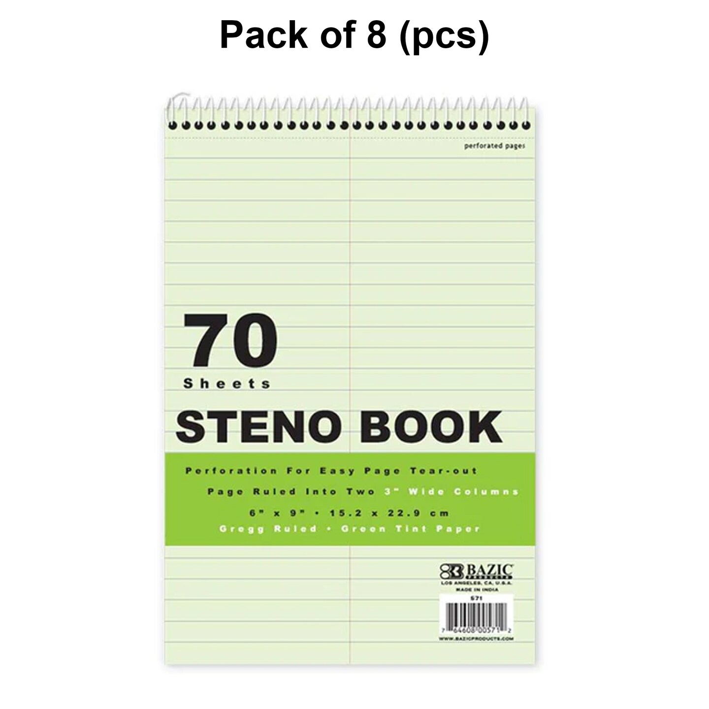 Steno Book Ruled Green Tint Gregg 6" X 9" 70 Ct | MINA® | Michaels