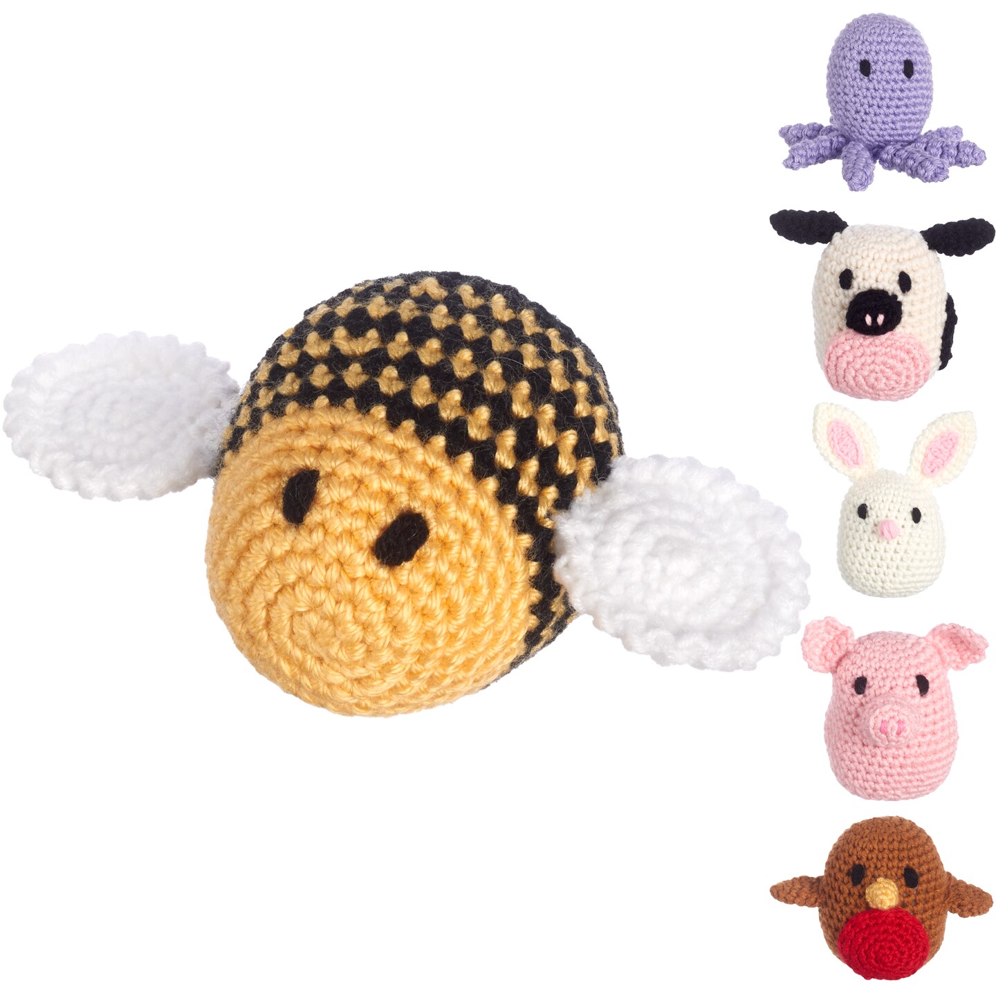 Leisure Arts Pudgies Animals Crochet Kit, Bee, 3", Complete Crochet Kit ...