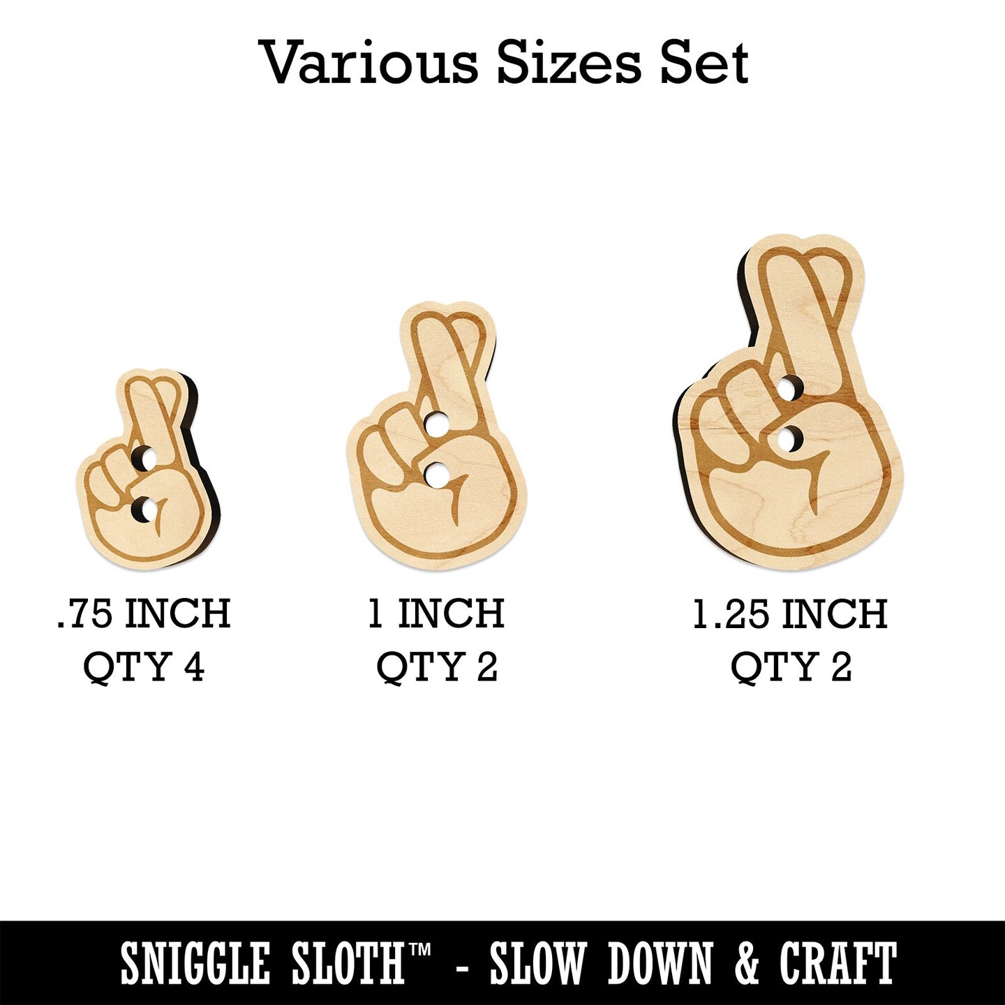 Fingers Crossed Promise Hand Gesture Wood Buttons for Sewing Knitting ...