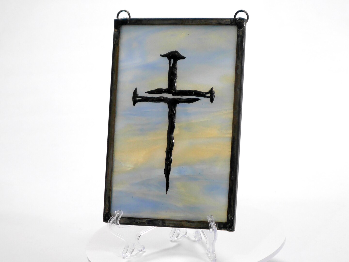 Stained Glass Cross Cross Of Nails Stained Glass Religious Rustic Cross Cross Of Nails Wispy