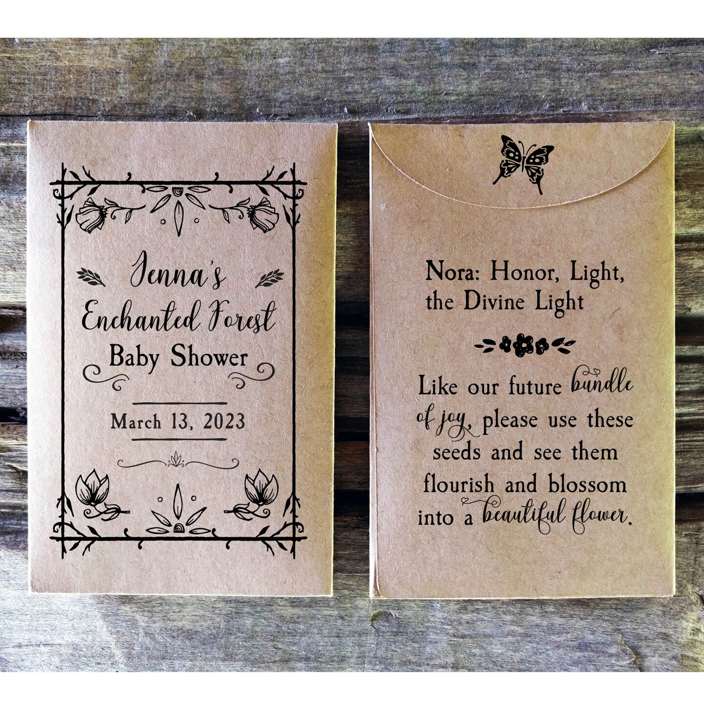 Enchanted Forest Baby Shower Seed Packet Favor, Rustic Boho Theme ...