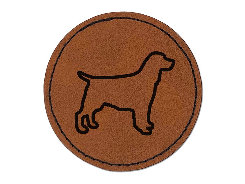 English Springer Spaniel Dog Outline Round Iron-On Engraved Faux ...