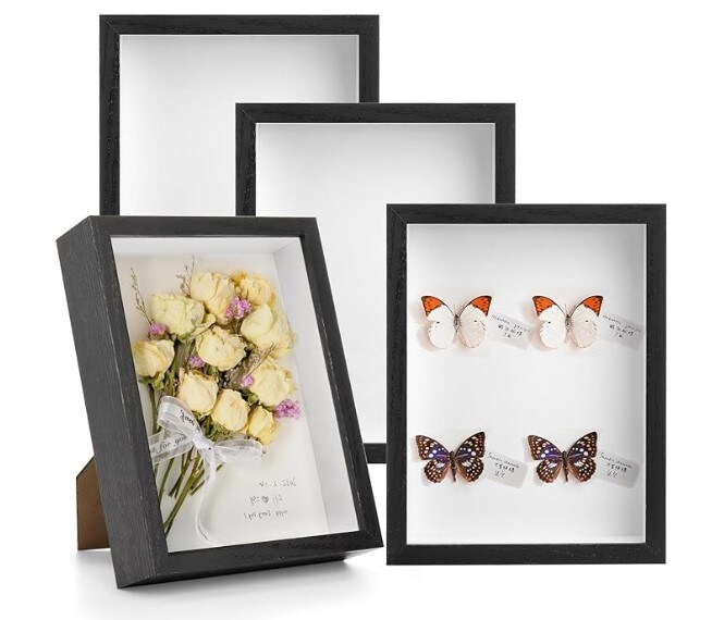 8 x 6 Inches Wood Frame Memory Display Case, 1.2 Inch Depth Shadow ...
