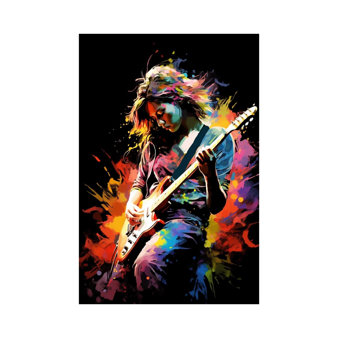 Female Guitarist 1 Poster, Musical Instrument Print, Office Poster ...