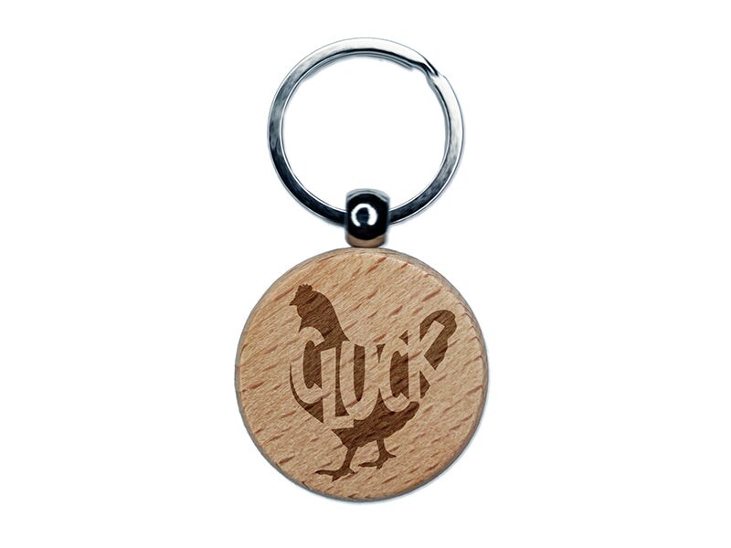 Chicken Hen Cluck Farm Animal Engraved Wood Round Keychain Tag Charm ...
