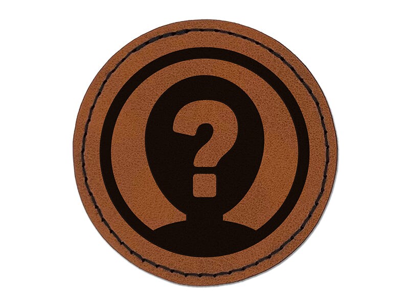 Anonymous Hidden Secret Person Icon Round Iron-On Engraved Faux Leather ...