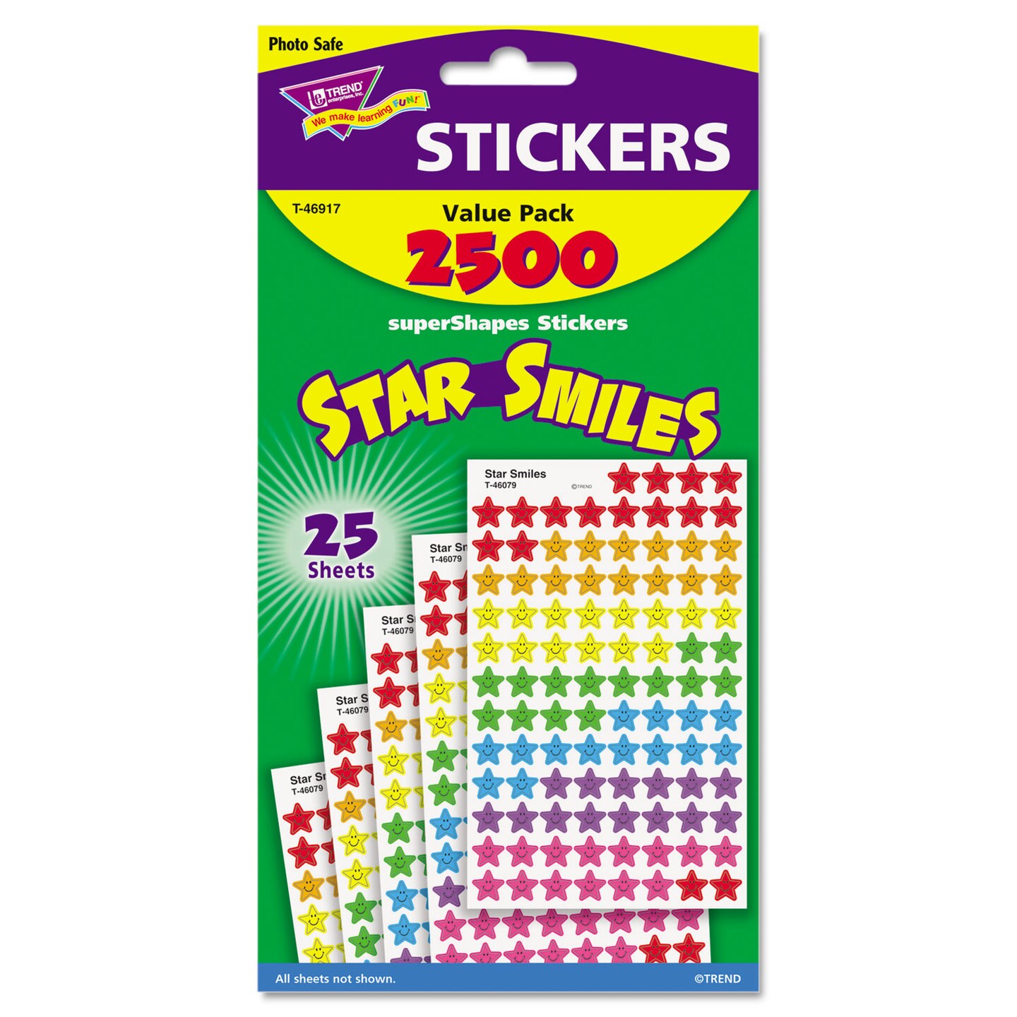 Trend Enterprises Sticker Assortment Pack, Smiling Star, 2500 per Pack ...