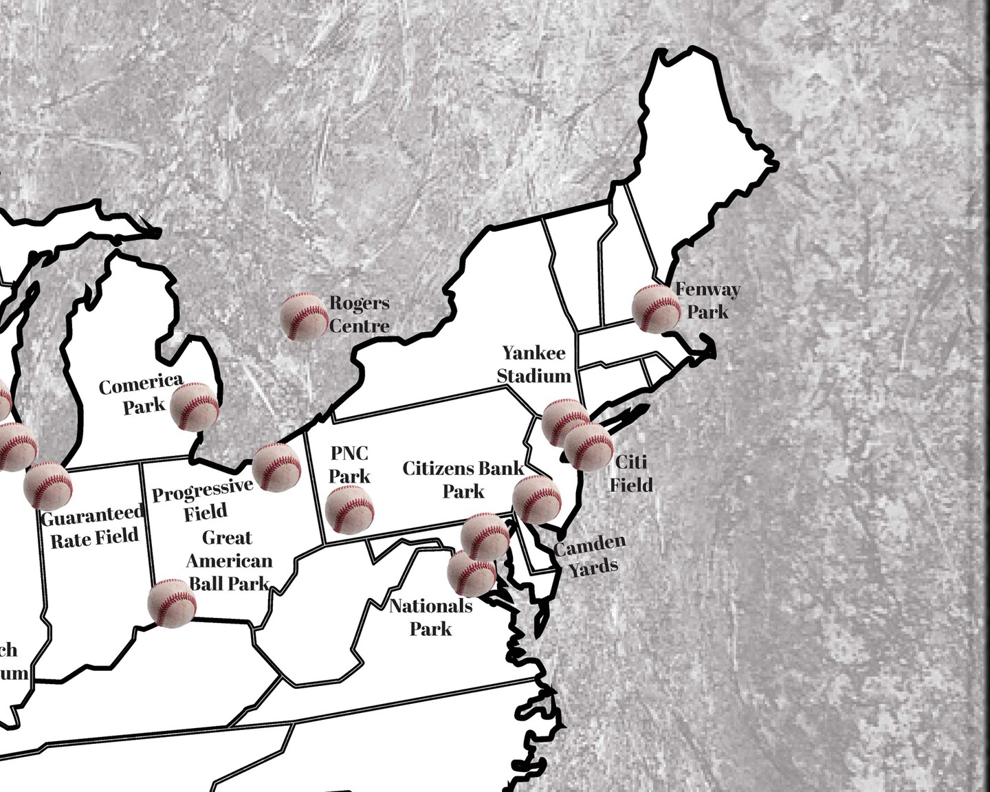 Baseball Push Pin Map Bucket List Ballpark Map MLB Poster Baseball ...