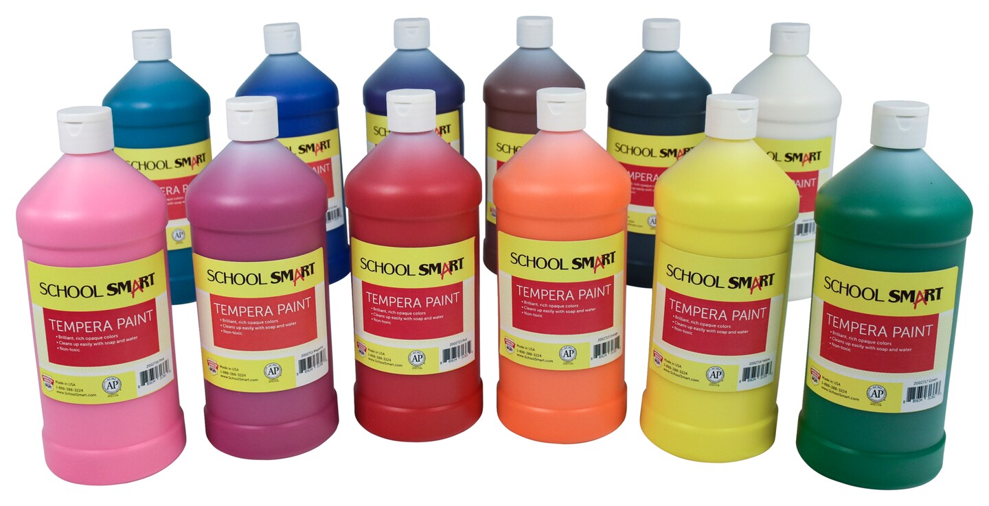 School Smart Tempera Paints, Assorted Colors, Quart Set of 12 | Michaels