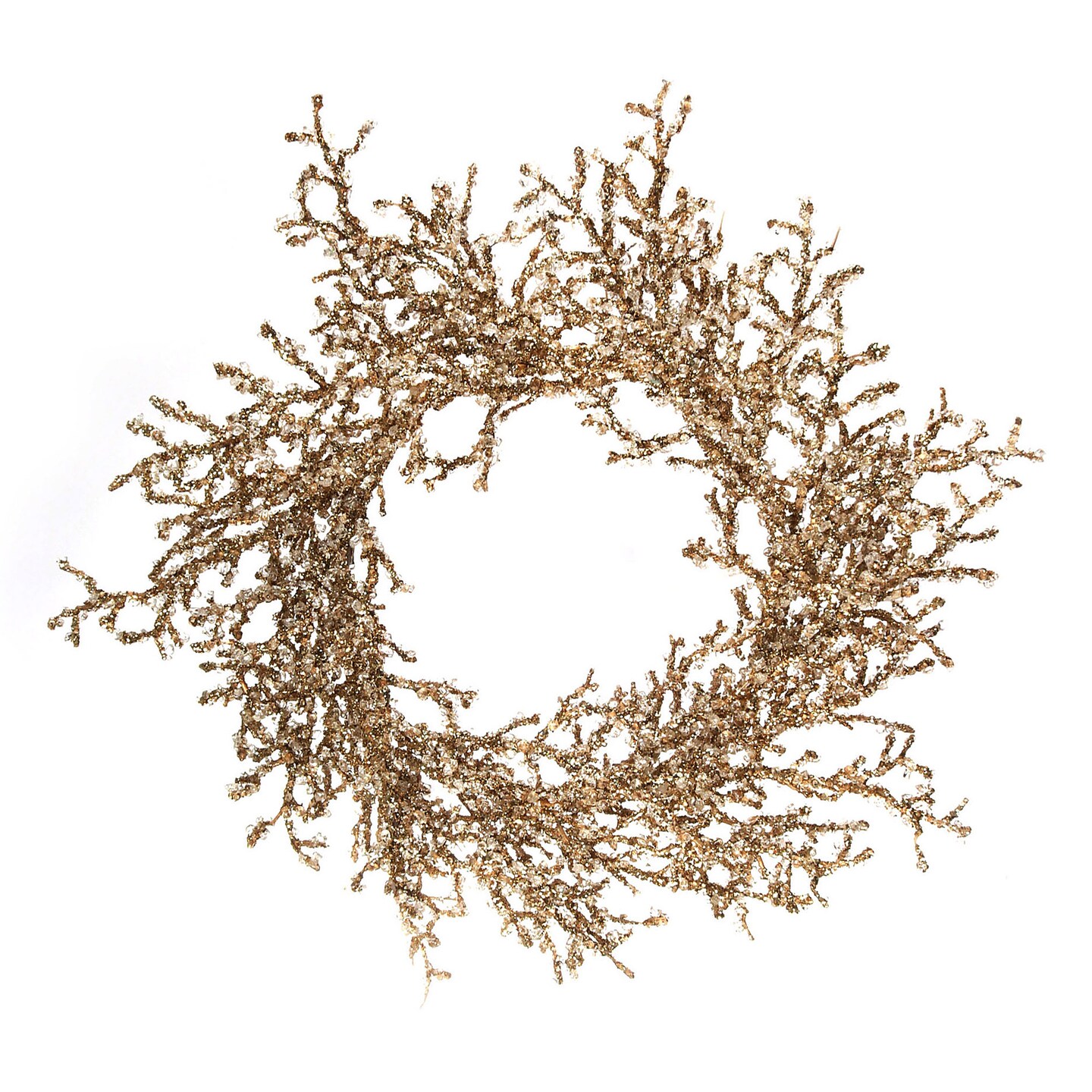 22" Artificial Iced Gold Twig Wreath - Holiday Accents for Indoor ...