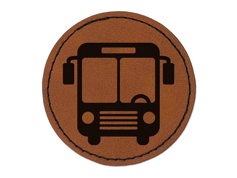 City Bus Stop Public Transportation icon Round Iron-On Engraved Faux ...
