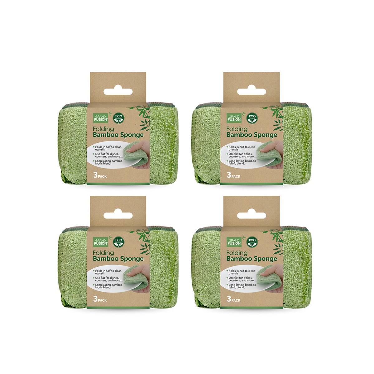 Folding Bamboo Sponge, 3 Pack Set, Made with Sustainable Plant Fibers ...