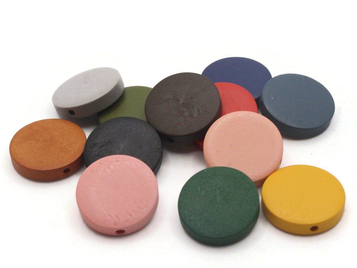 12 20mm Mixed Color Round Flat Disc Wooden Coin Beads | Michaels
