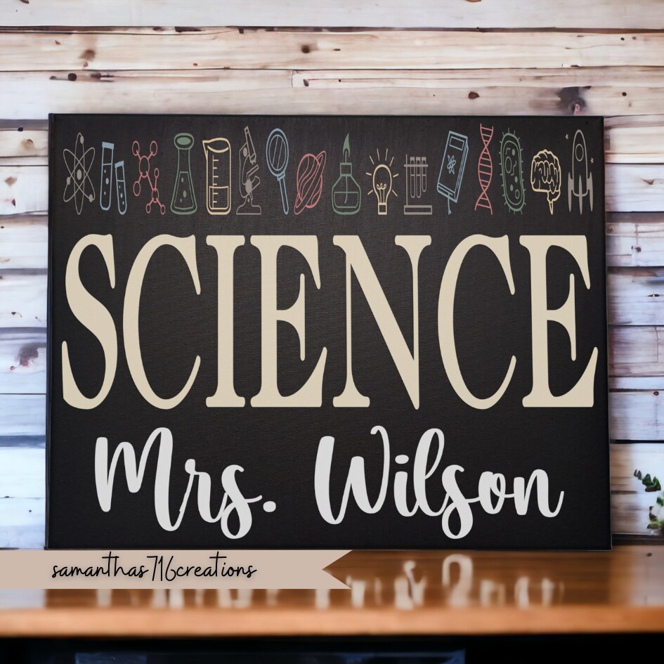 Science Teacher Name Sign, Science Classroom Decor, Personalized Gift ...