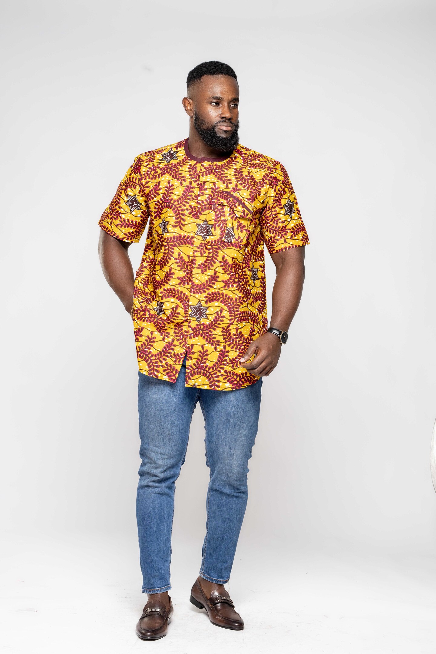 African Men Short Sleeves Shirt Made with African Wax Prints ...