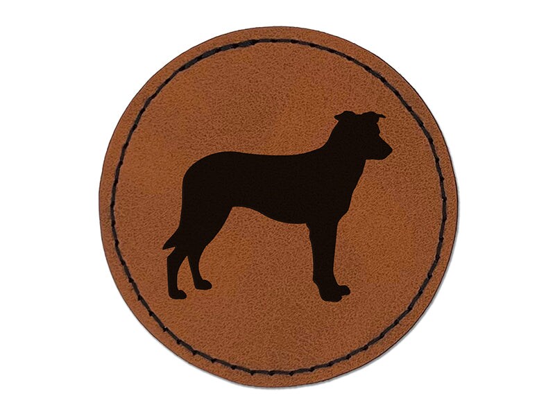 Chinook Dog Solid Round Iron-On Engraved Faux Leather Patch Applique ...
