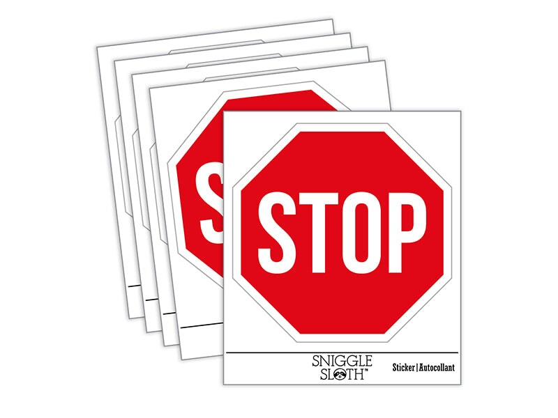 Stop Sign Waterproof Vinyl Phone Tablet Laptop Water Bottle Sticker Set ...