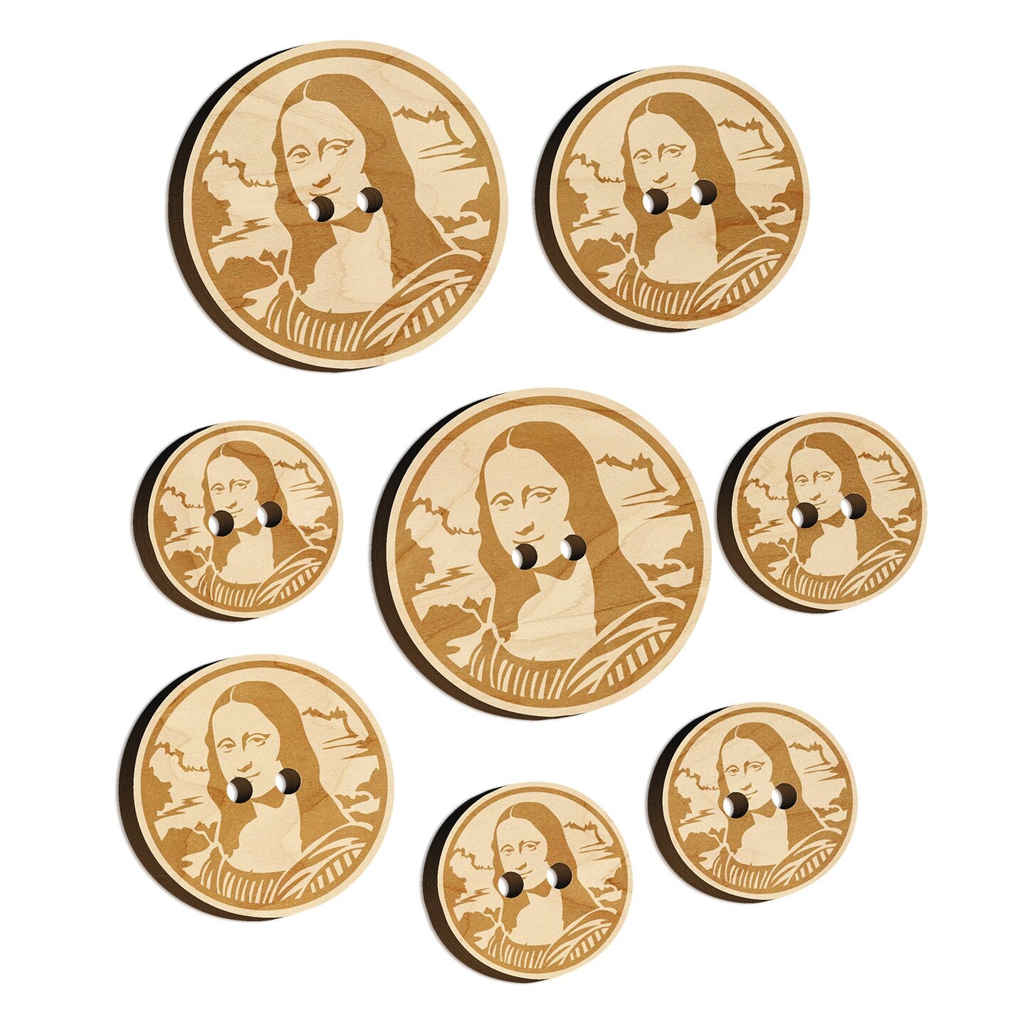 Mona Lisa Painting by Leonardo Da Vinci Wood Buttons for Sewing ...