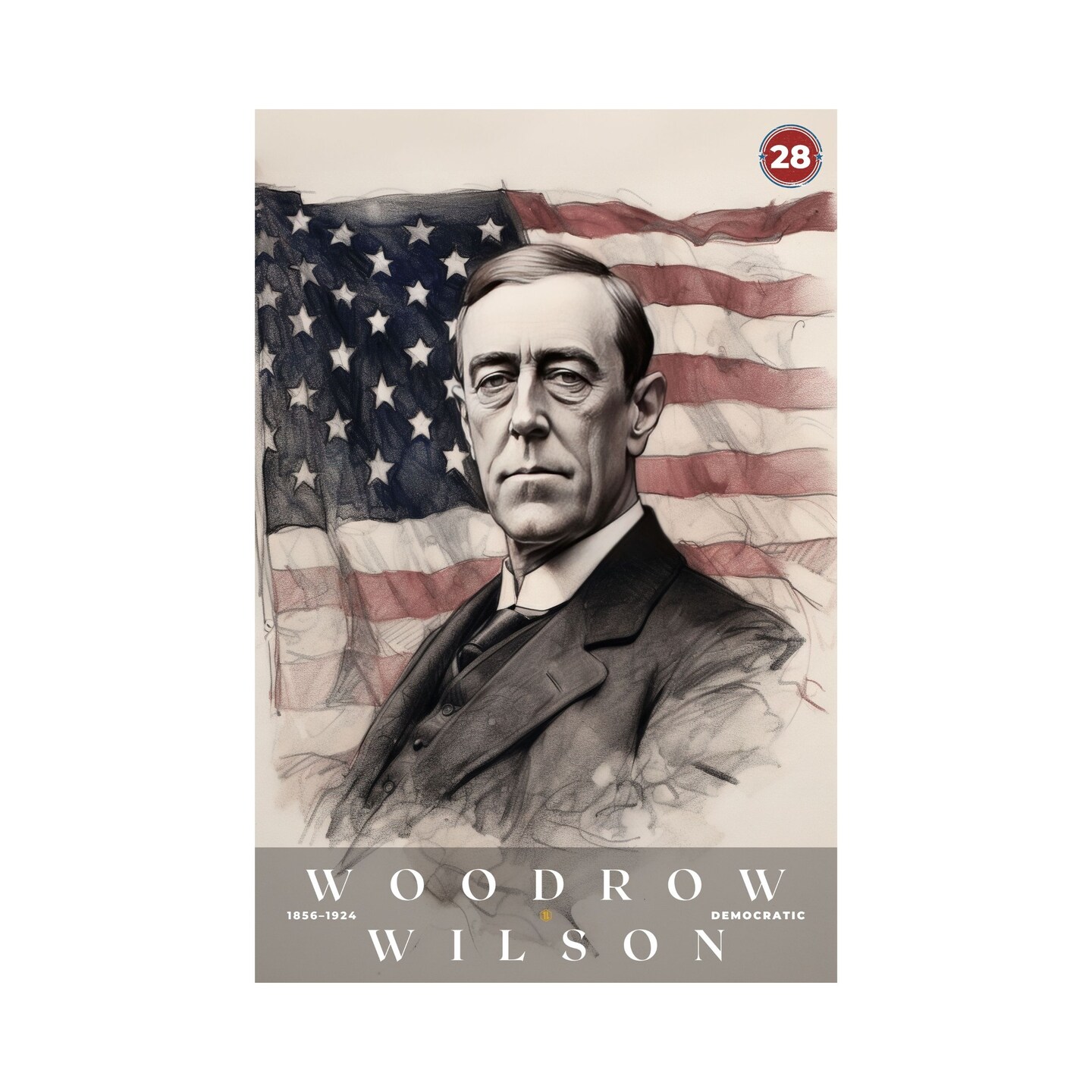 Woodrow Wilson Poster, US President Print, Office Poster, Home Decor ...