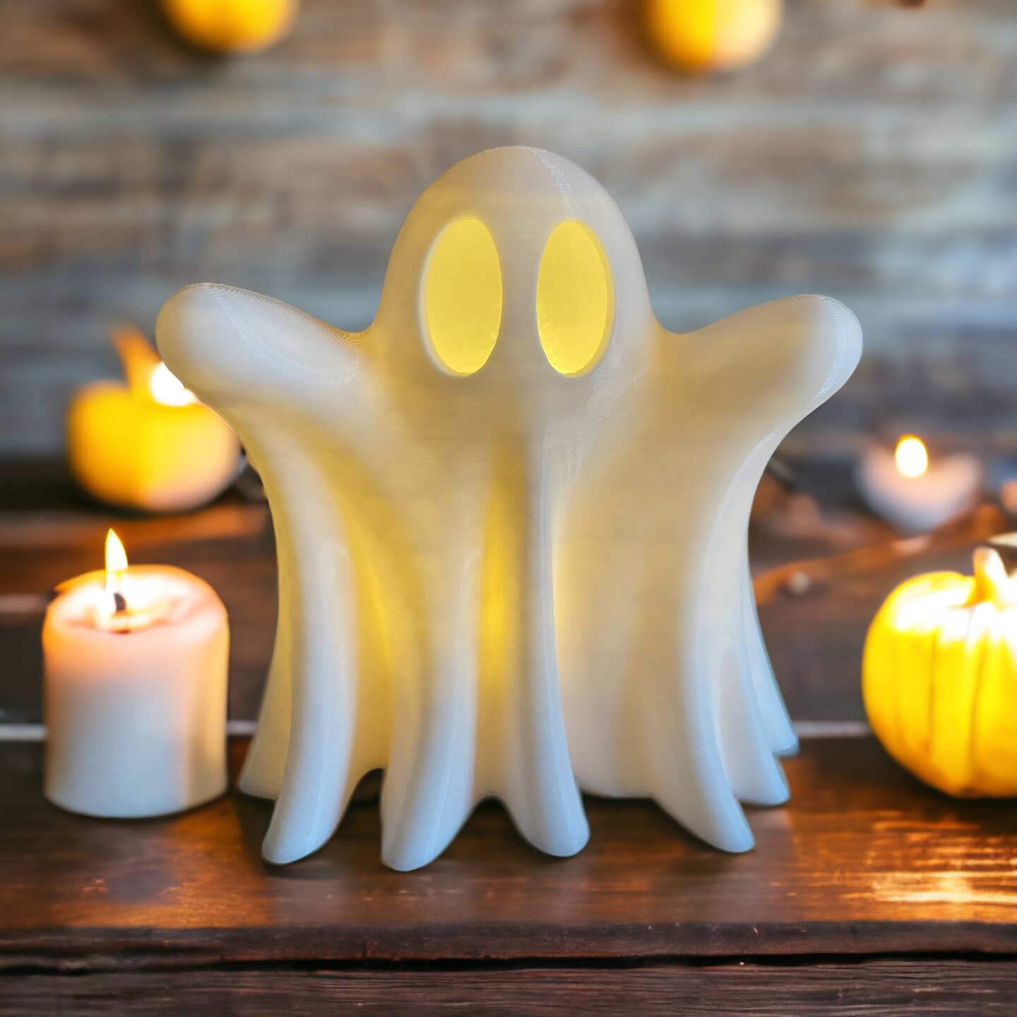 White 3D Printed Ghost with Tea Light Candle - Halloween Decoration ...