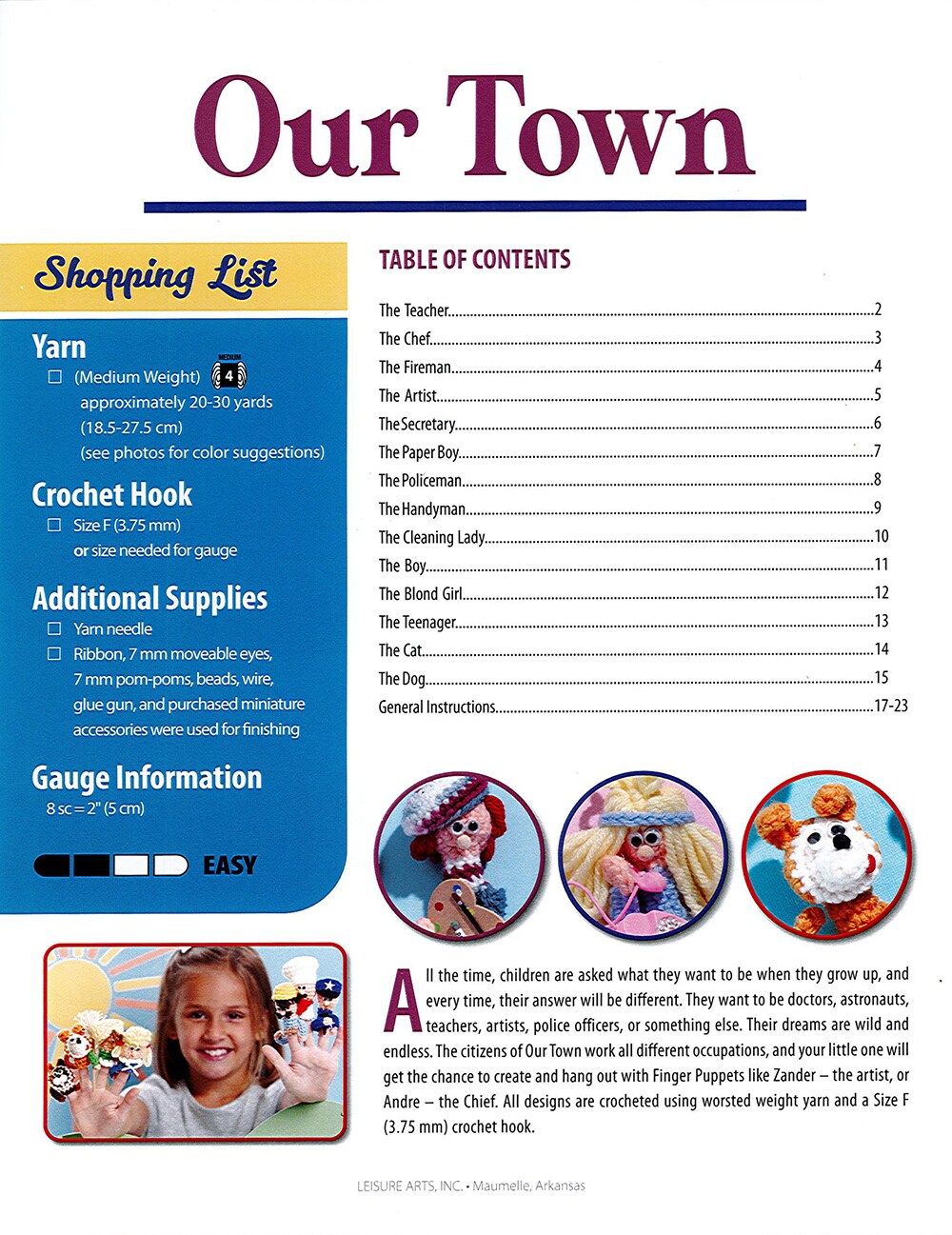 Leisure Arts Finger Puppets Our Town Crochet Book | Michaels