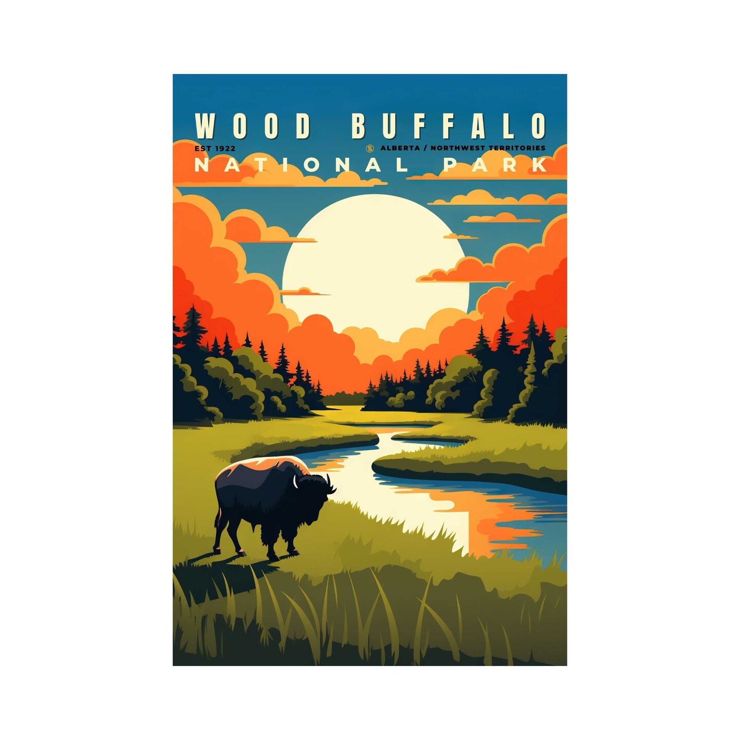 Wood Buffalo National Park Poster, Travel Print, Office Poster, Home ...
