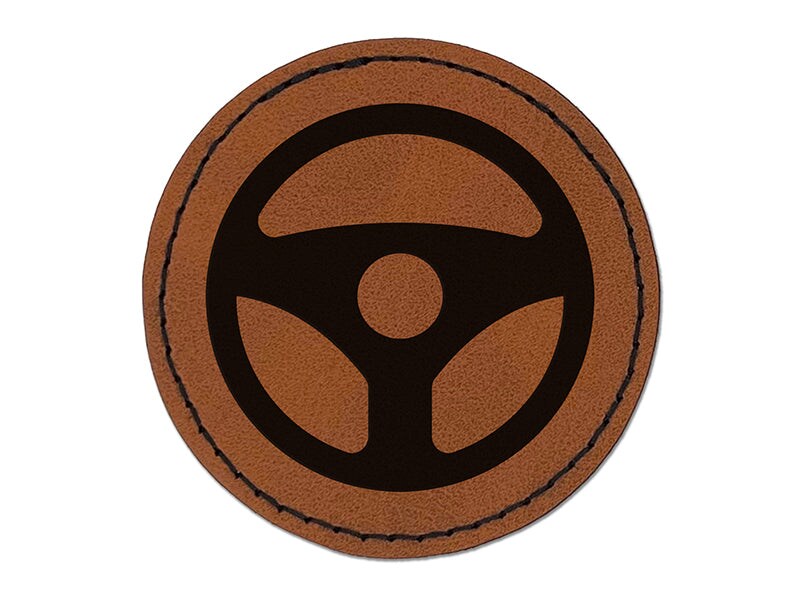 Car Steering Wheel for Driving Round Iron-On Engraved Faux Leather ...