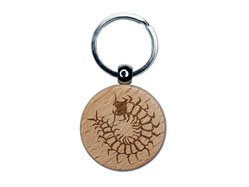 Creepy Crawly Centipede Engraved Wood Round Keychain Tag Charm | Michaels