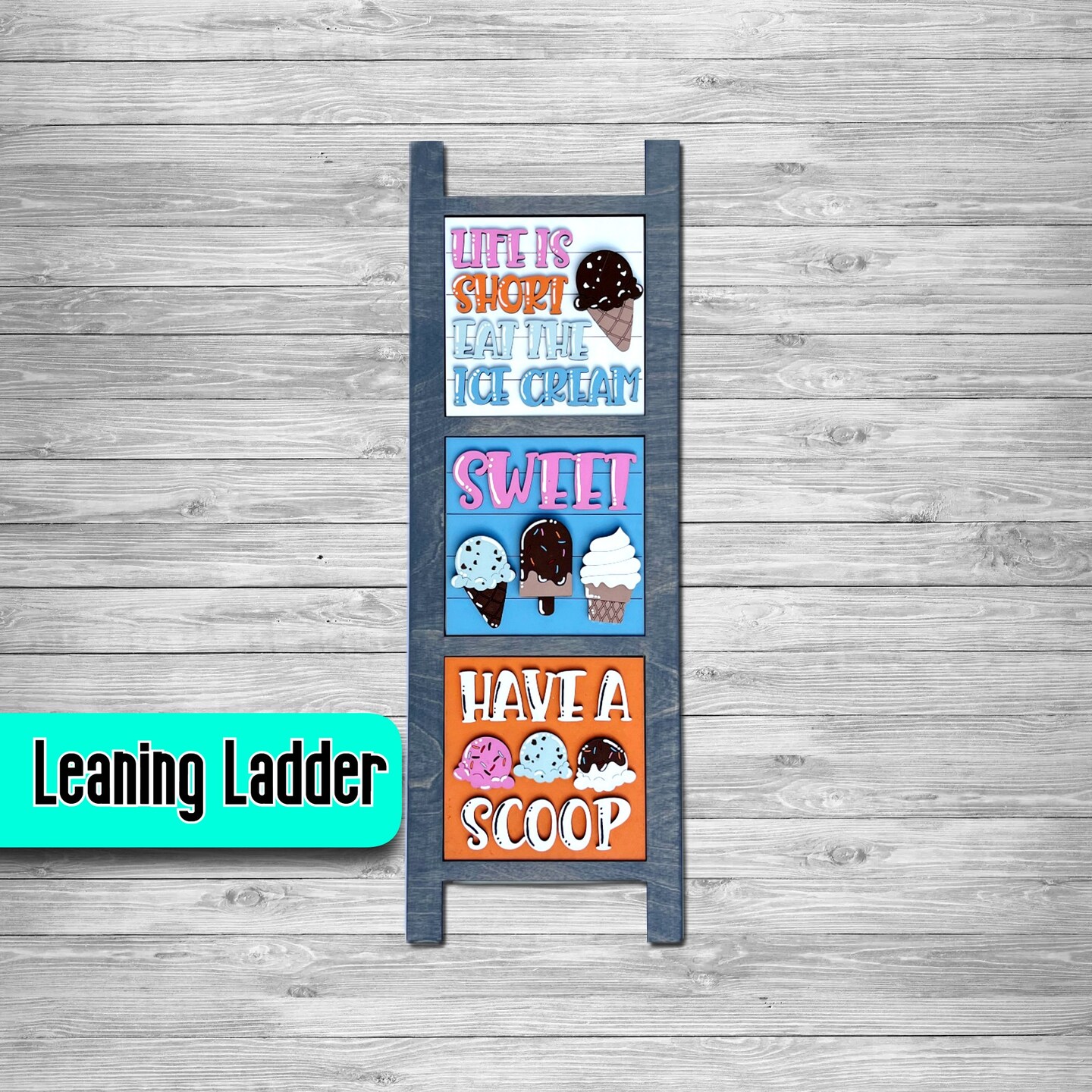 Ice Cream Interchangeable Leaning Ladder Set | 3 Tiered Leaning Ladder ...