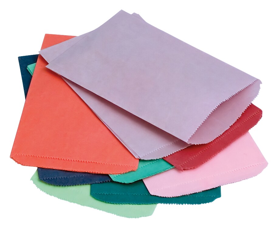 School Smart Pinched Bottom Paper Bags, 6-1/4 x 9-1/4 Inches, Assorted ...