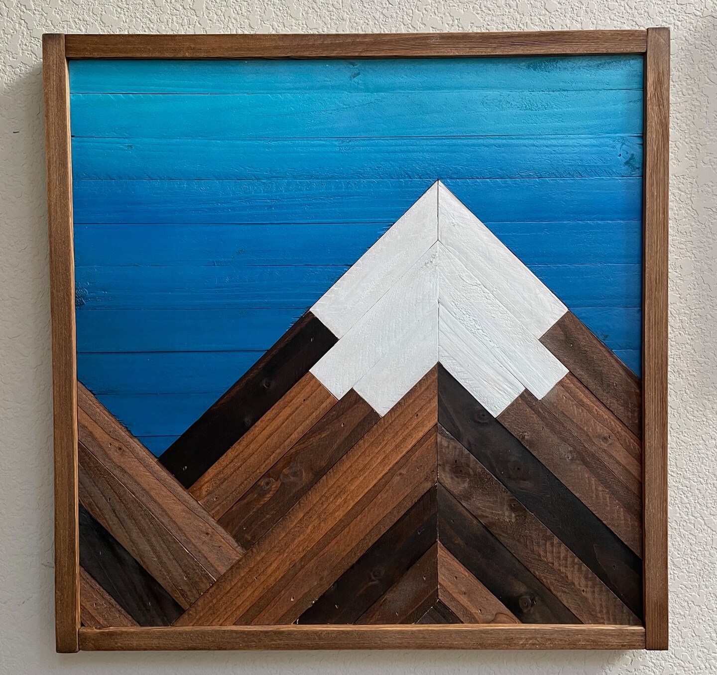 Mountainscape Art Panel, Wooden Mountain Art, Snowy Mountain, Sunrise ...