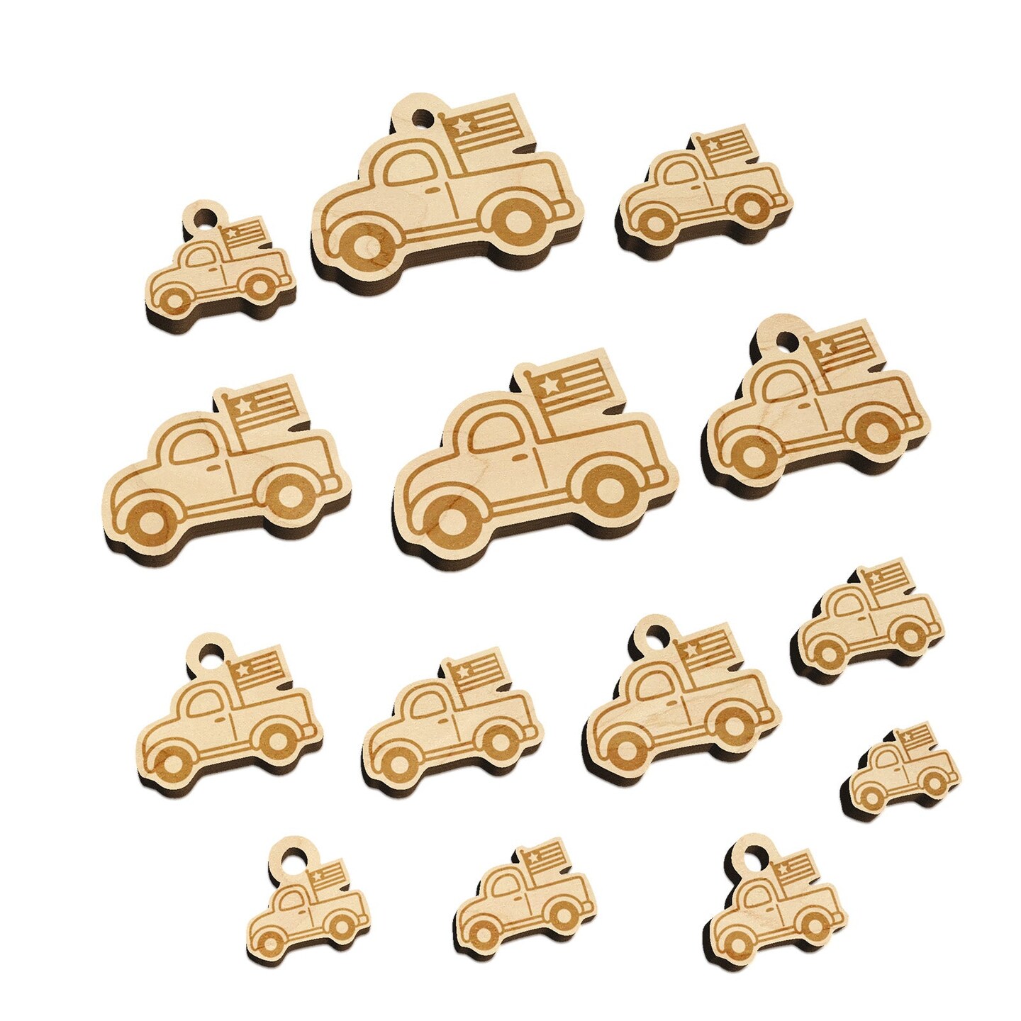 Cute Truck with Flag Mini Wood Shape Charms Jewelry DIY Craft | Michaels