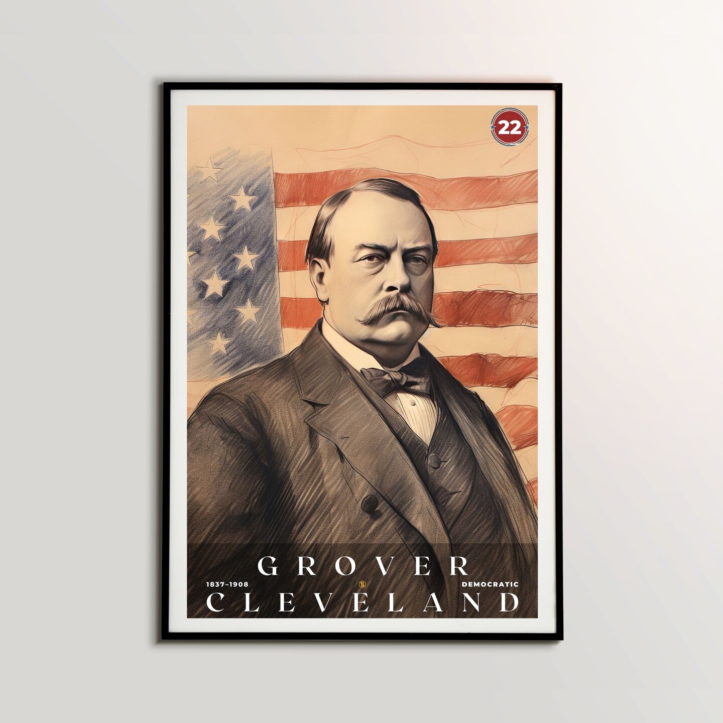 Grover Cleveland 22nd Poster, US President Print, Office Poster, Home ...