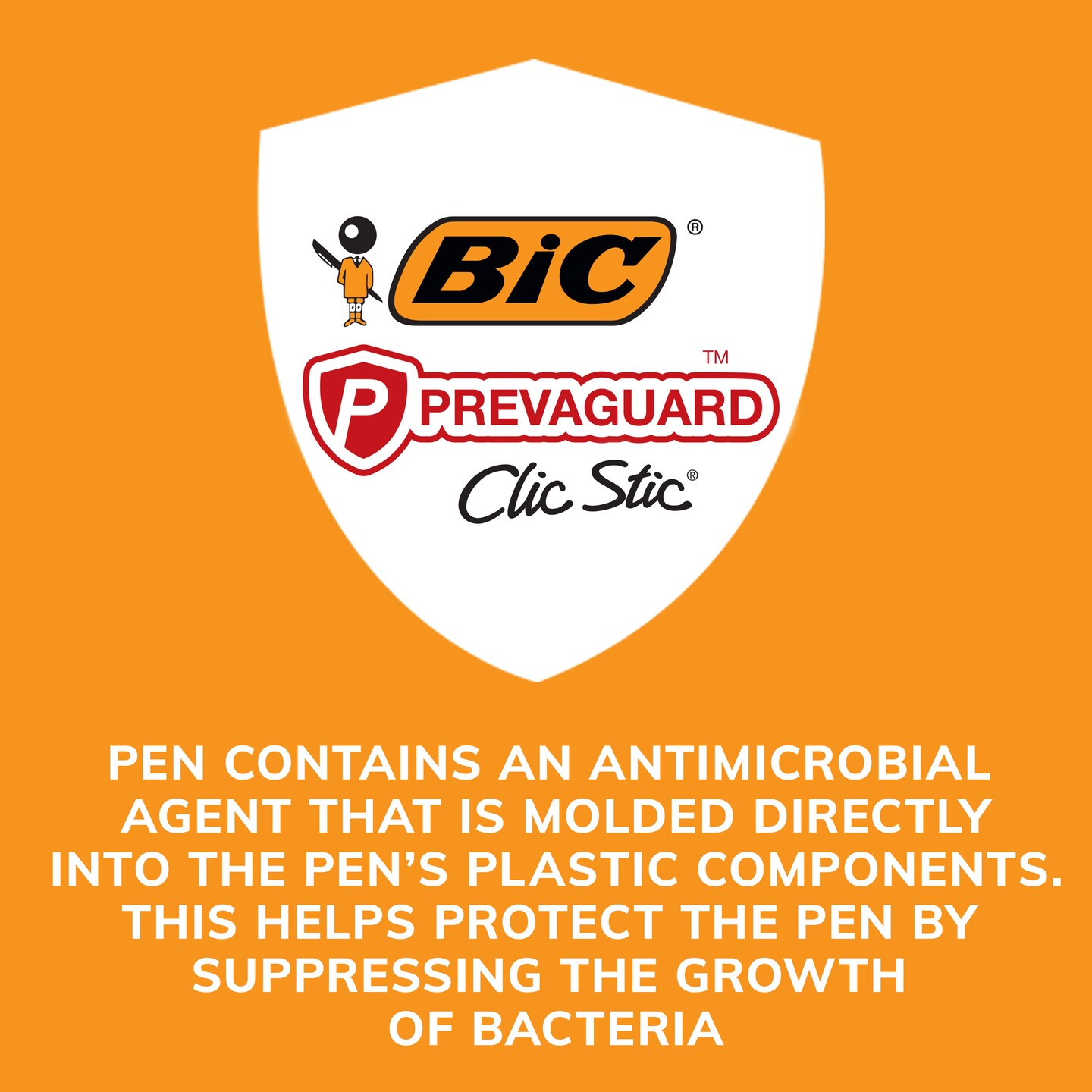 BIC PrevaGuard Clic Stic Ballpoint Pens, Built-in Bacteria Growth ...