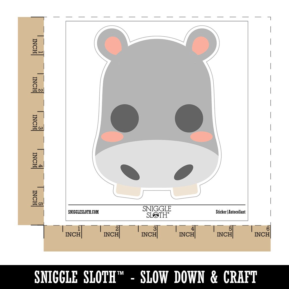 Kawaii Chibi Hippopotamus Face Blushing Cheeks Waterproof Vinyl Phone ...