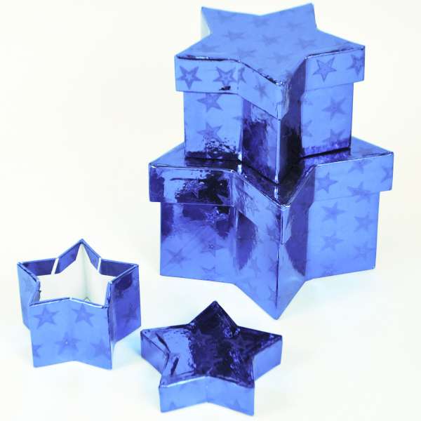 Star Gift Boxes 3/s Blue Starlite | Michaels