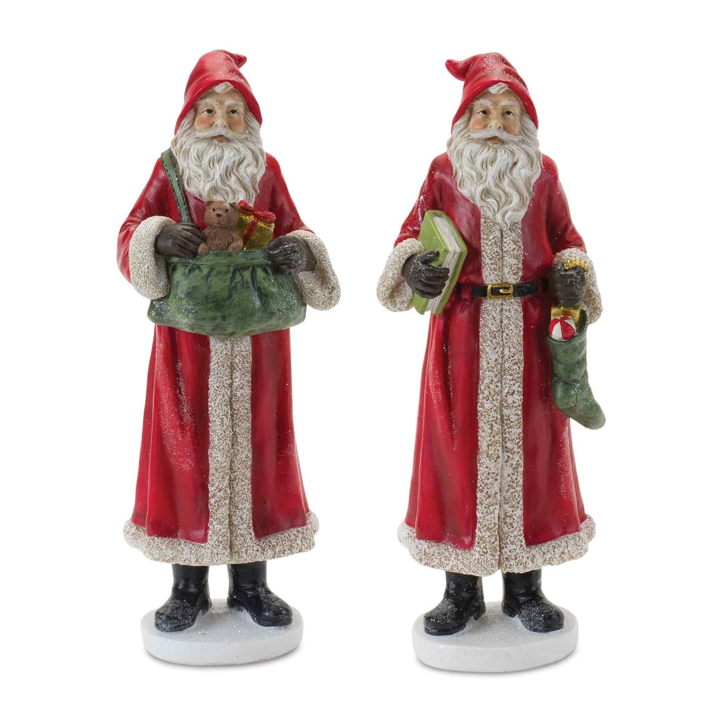 Melrose Set of 2 Santa with Toys Christmas Tabletop Figurines 9.75 ...