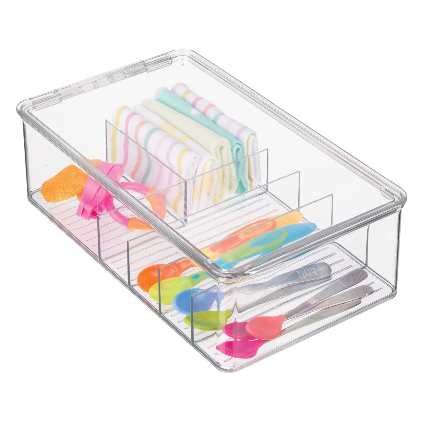 mDesign Stackable Plastic Child Storage Organizer Container - Clear ...