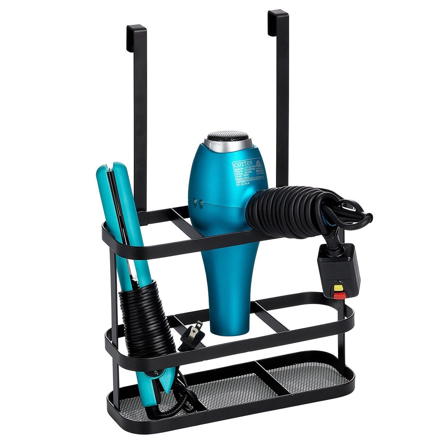 mDesign Steel Bath Over Cabinet Door Hair Tool Storage Organizer Basket ...