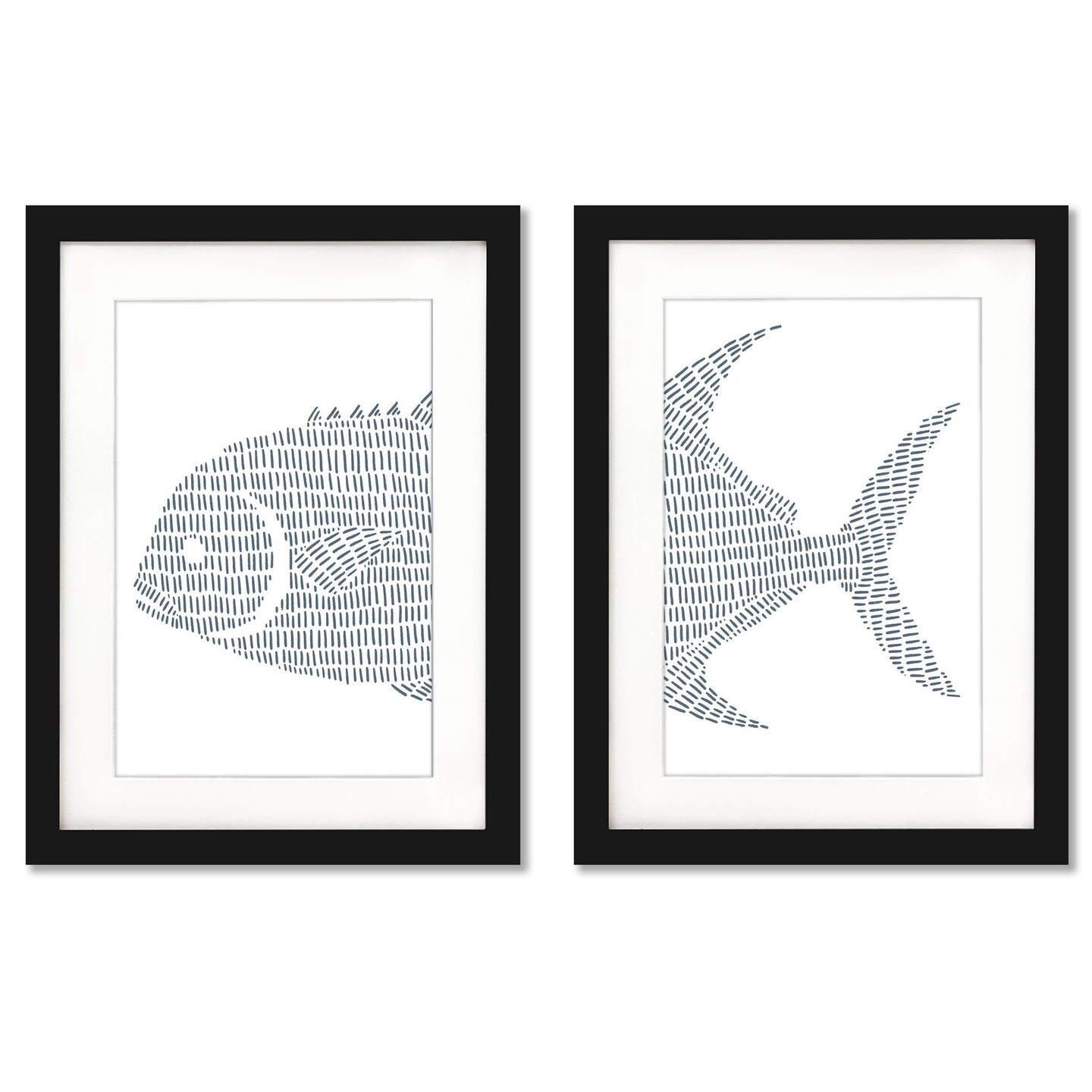 Fish Stripes by Jetty Home - 2 Piece Gallery Framed Print Art Set ...