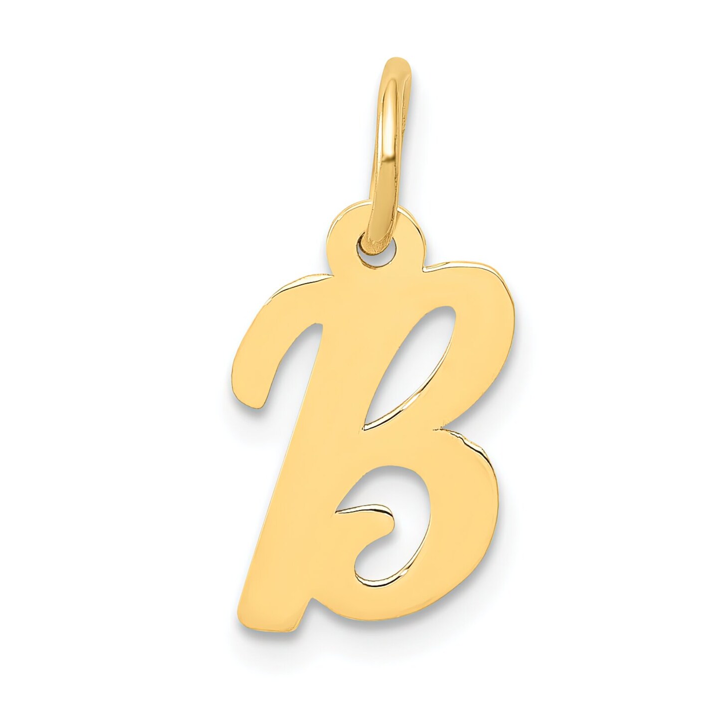 14K Yellow Gold Small Script Initial Letter B Charm Jewerly 17mm x 10mm ...