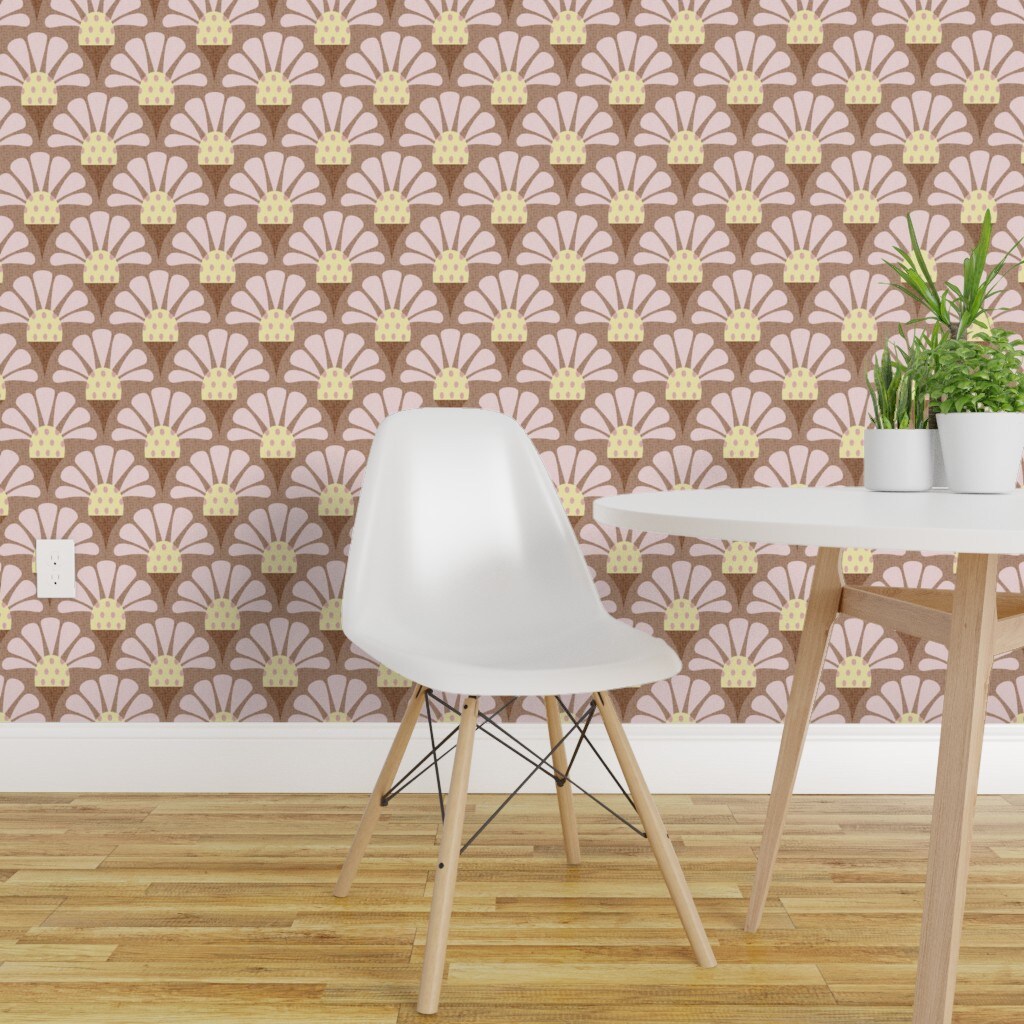 Pre-Pasted Wallpaper 2FT Wide Retro Floral Pink Brown Yellow Coneflower ...