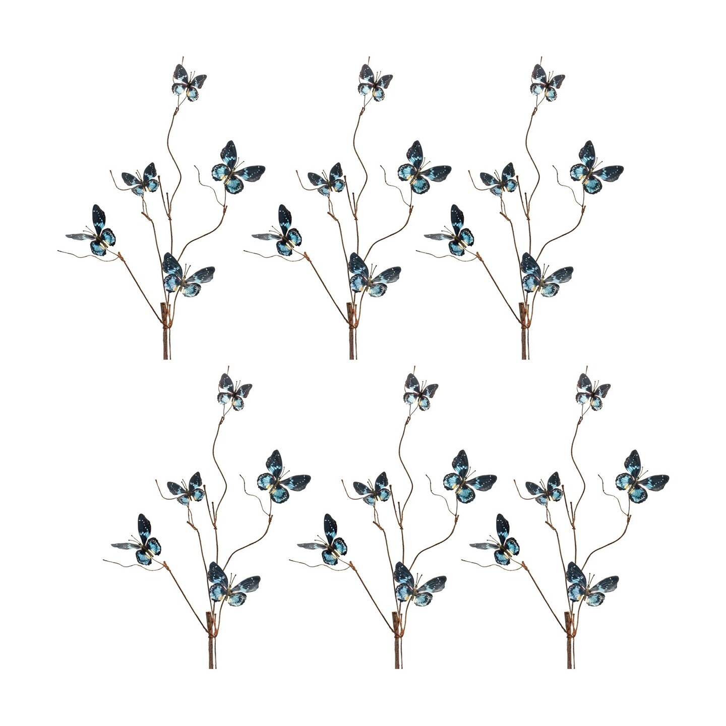 Melrose Butterflies Artificial Sprays - 39" - Blue and Brown - Set of 6 ...