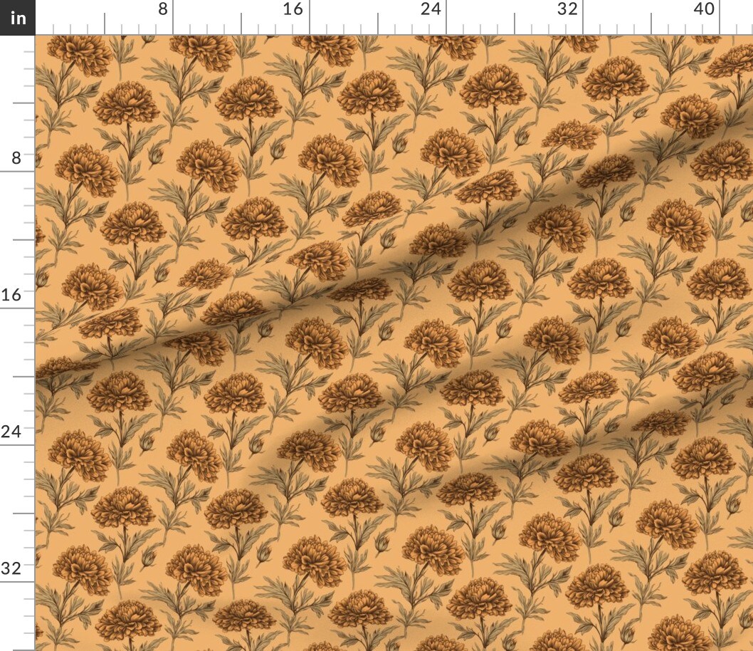 Various Fabrics by the Yard or Fat Quarter Vintage Wildflower Gold ...